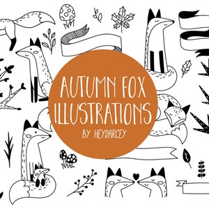 Autumn Fox Illustrations, Fox Clipart, Fox Nursery Art, Autumn Fox Clip ...