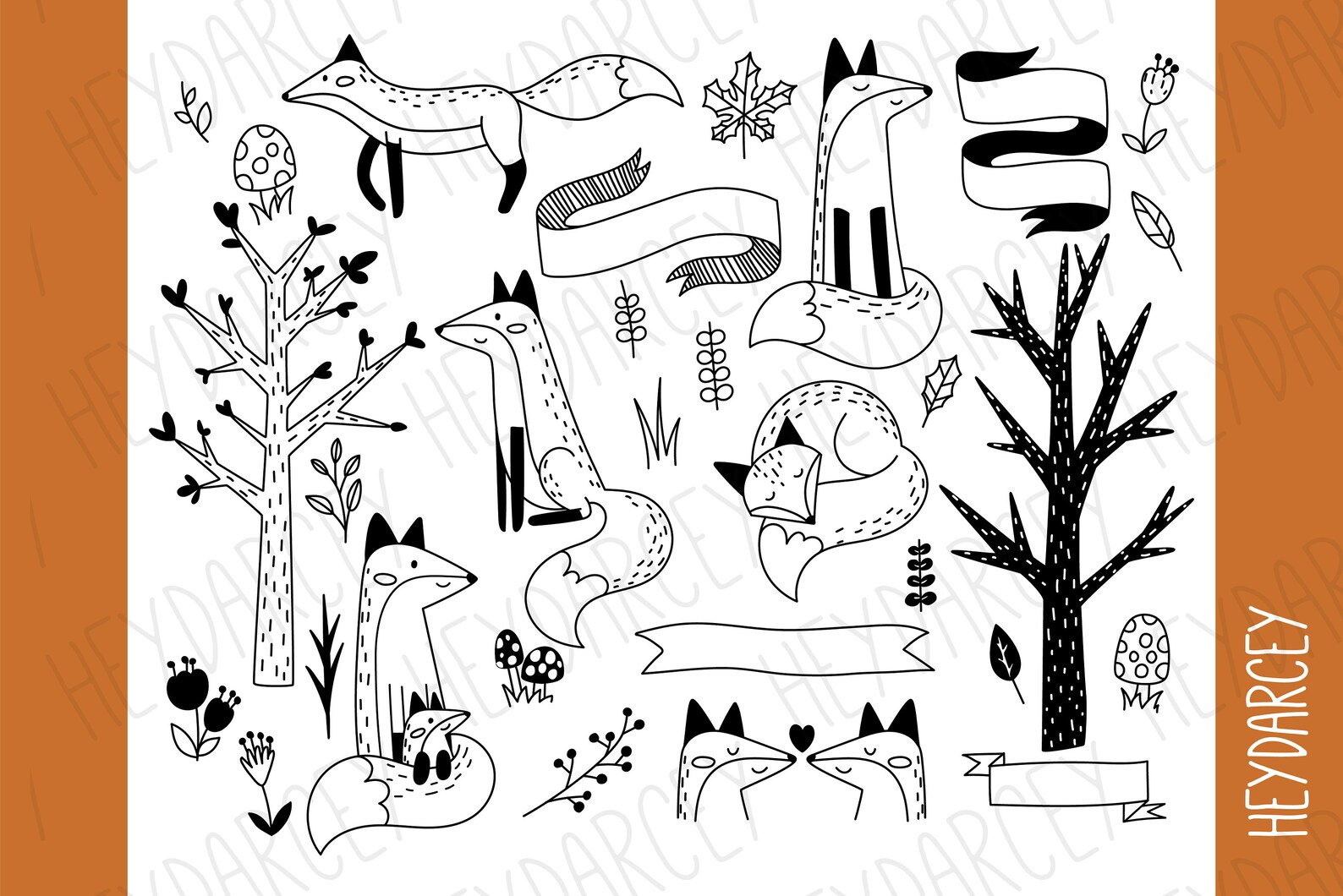 Autumn Fox Illustrations Fox Clipart Fox Nursery Art Autumn - Etsy