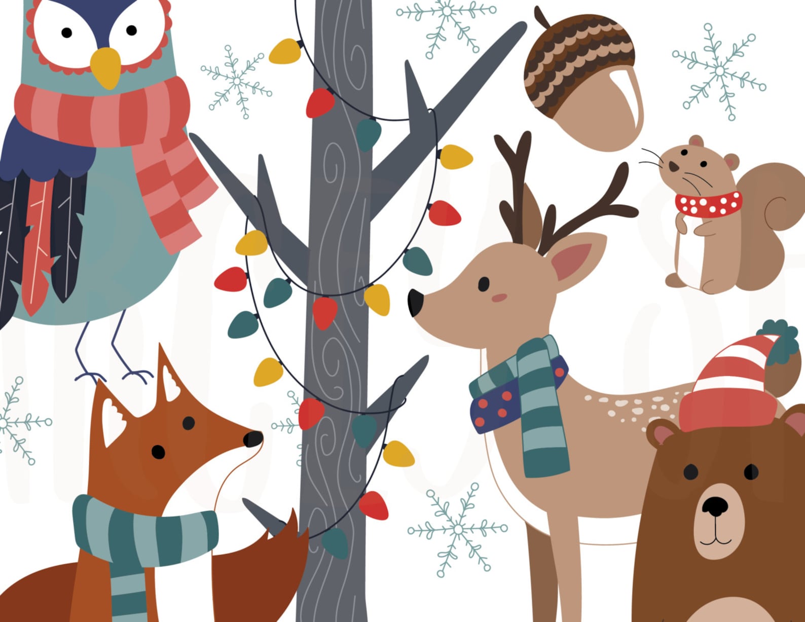 Winter Woodland Critters Clipart Winter Animals Christmas - Etsy