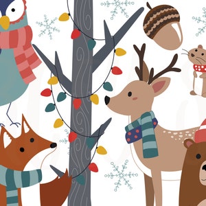 Winter Woodland Critters Clipart, Winter Animals, Christmas Clip Art - Etsy