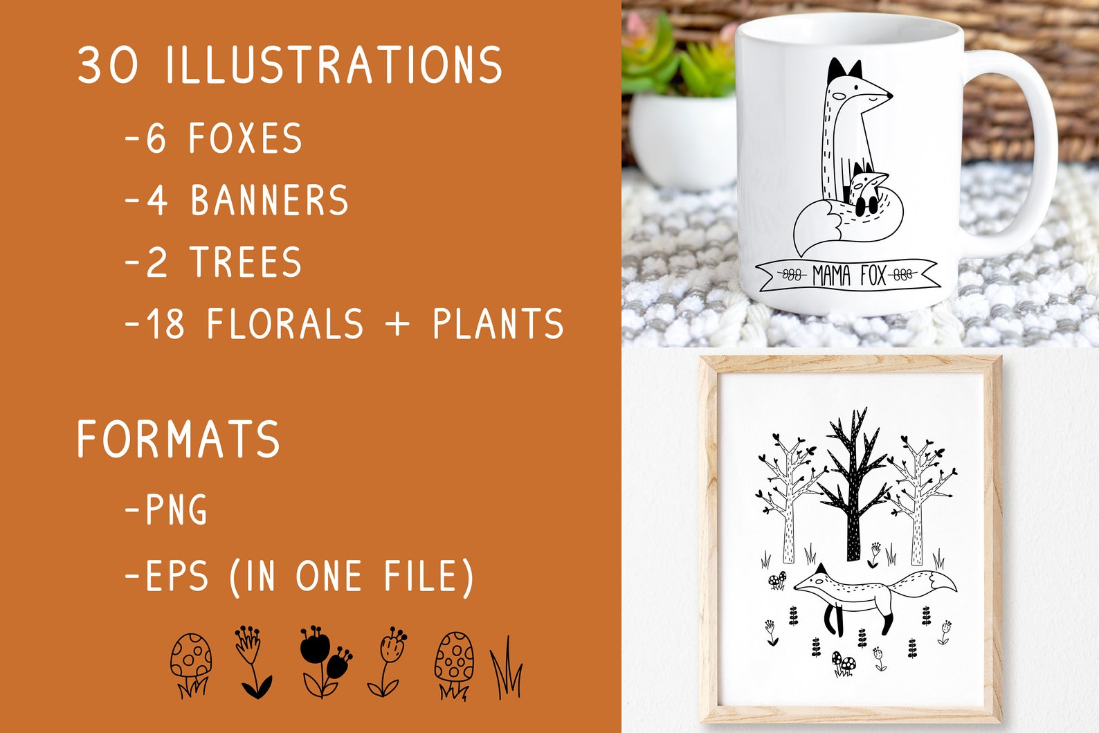 Autumn Fox Illustrations Fox Clipart Fox Nursery Art Autumn - Etsy
