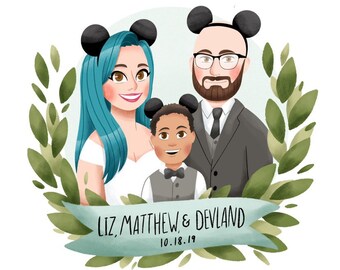 Custom Digital Portrait, Family Portrait, Wall Print, Wall Art, Wedding ...