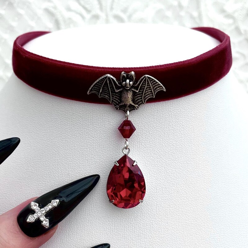 Bat Red Crystal Choker - Etsy