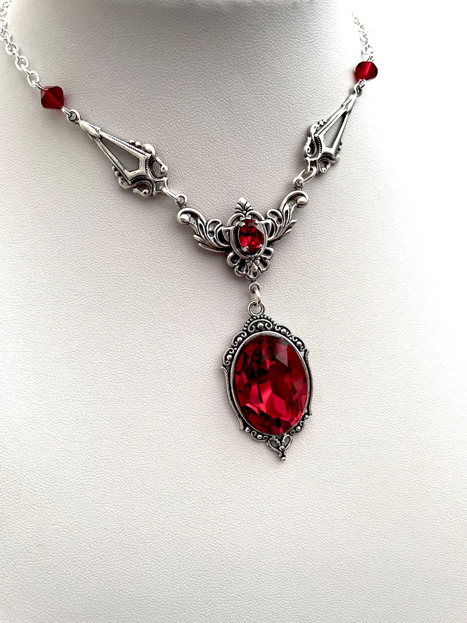Gothic Necklace Red Necklace Gothic Choker Victorian Gothic - Etsy