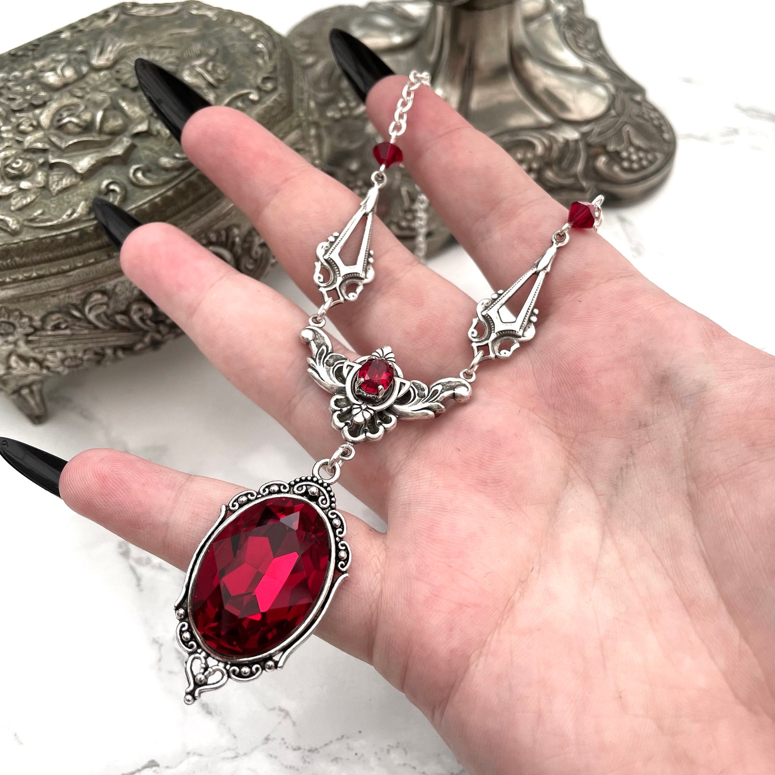 Gothic Necklace Red Necklace Gothic Choker Victorian Gothic - Etsy