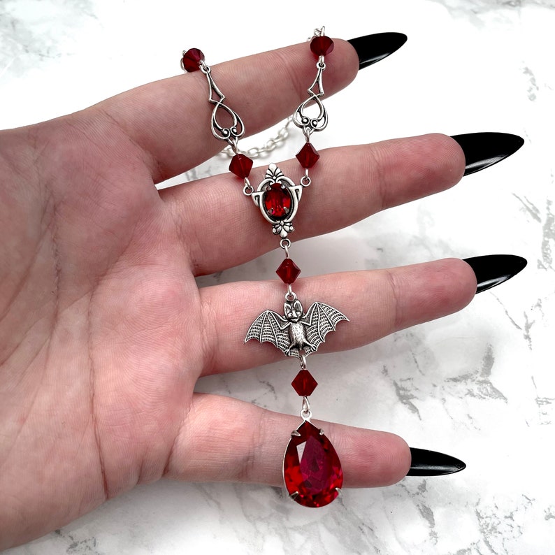 Gothic Necklace Red Necklace Gothic Choker Blood Drop - Etsy