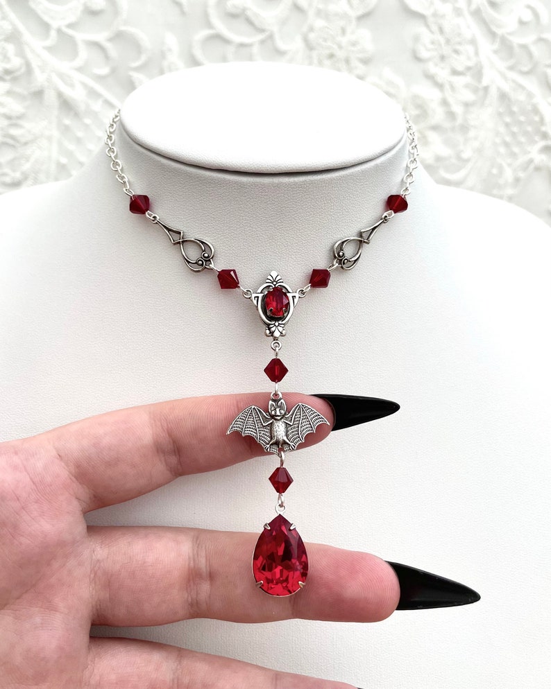 Gothic Necklace Red Necklace Gothic Choker Blood Drop - Etsy