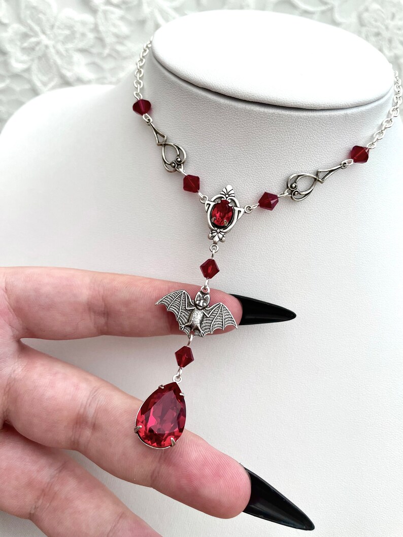 Gothic Necklace Red Necklace Gothic Choker Blood Drop - Etsy