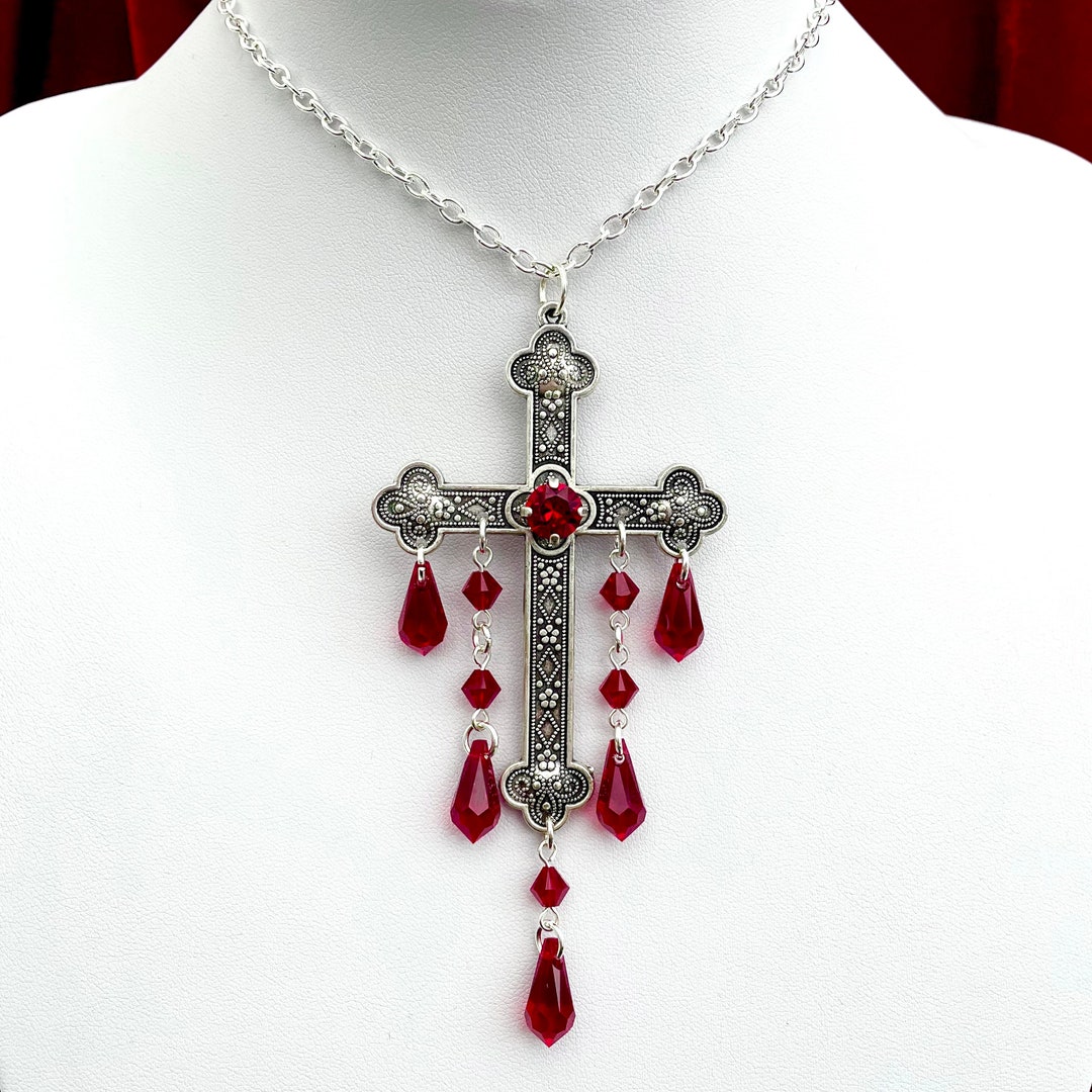 Large Cross Necklace Goth Vampire Necklace Gothic Cross - Etsy