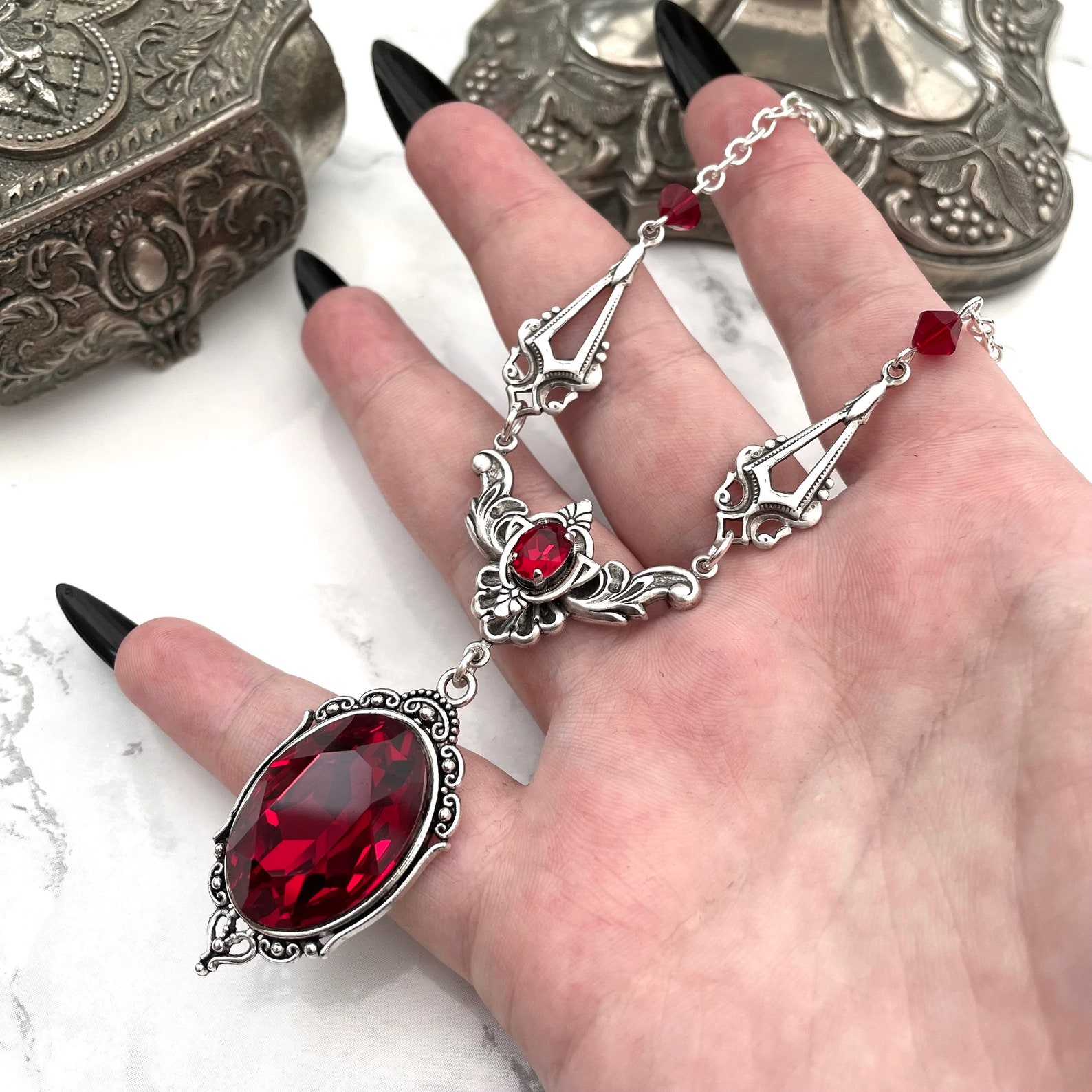 Gothic Necklace Red Necklace Gothic Choker Victorian Gothic - Etsy