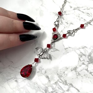 Gothic Necklace, Red Necklace, Gothic Choker, Blood Drop Necklace, Red ...