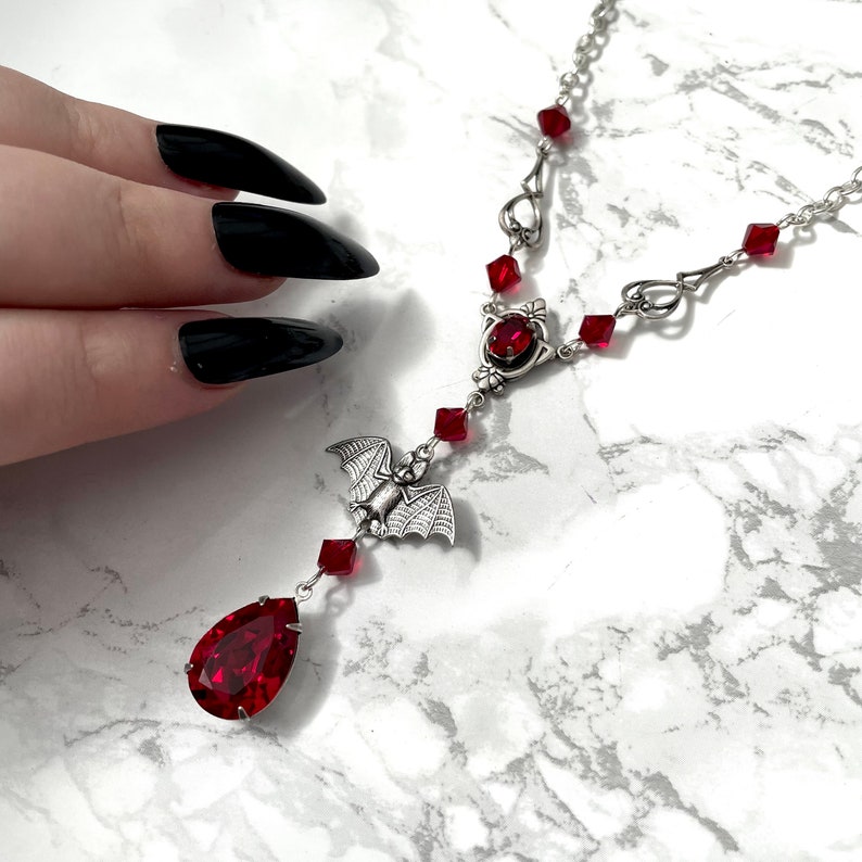 Gothic Necklace Red Necklace Gothic Choker Blood Drop - Etsy