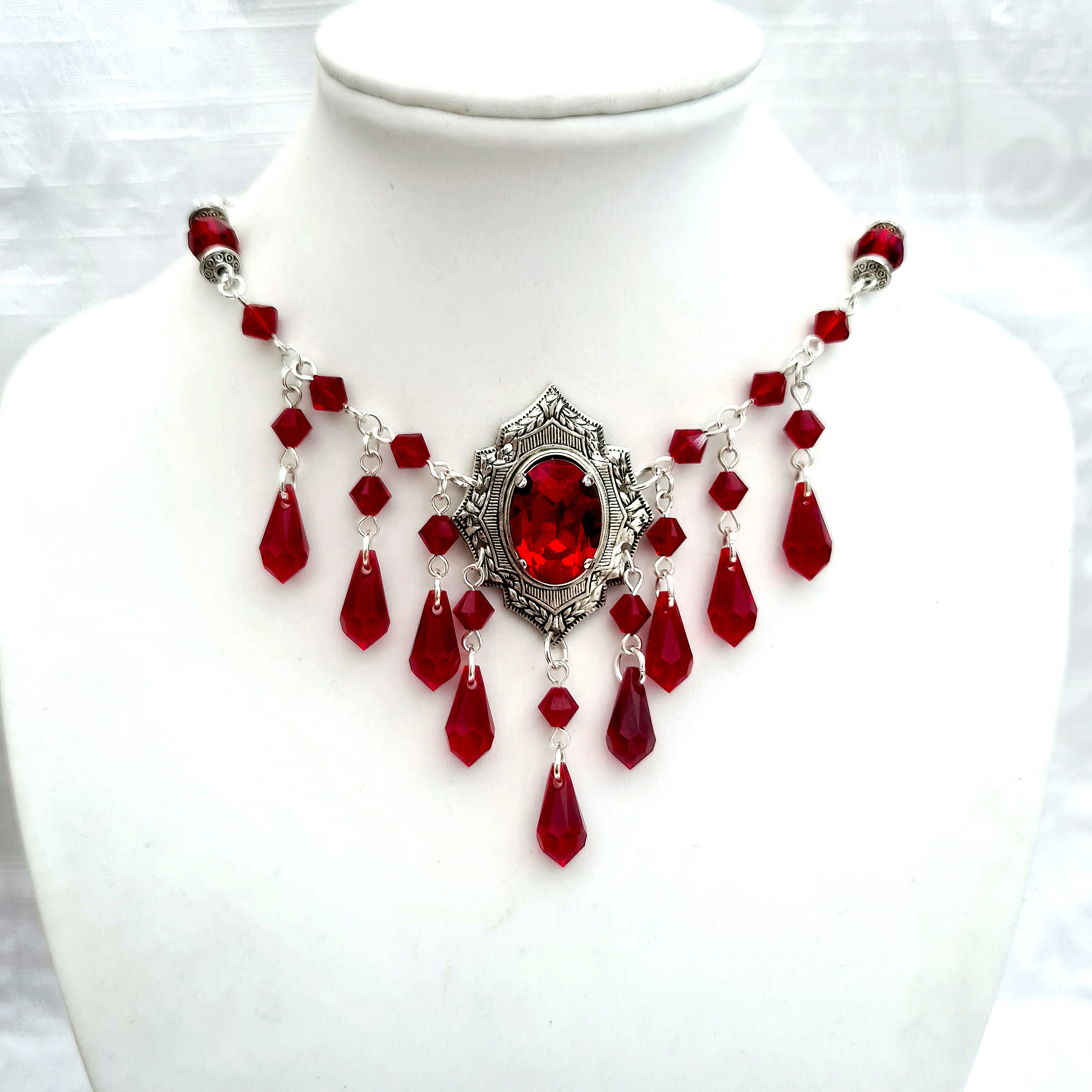 Gothic Red Jewel Necklace Gothic Necklace Gothic Choker | Etsy