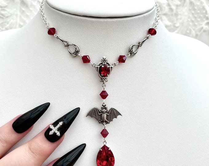 Gothic Necklace Red Necklace Gothic Choker Blood Drop - Etsy
