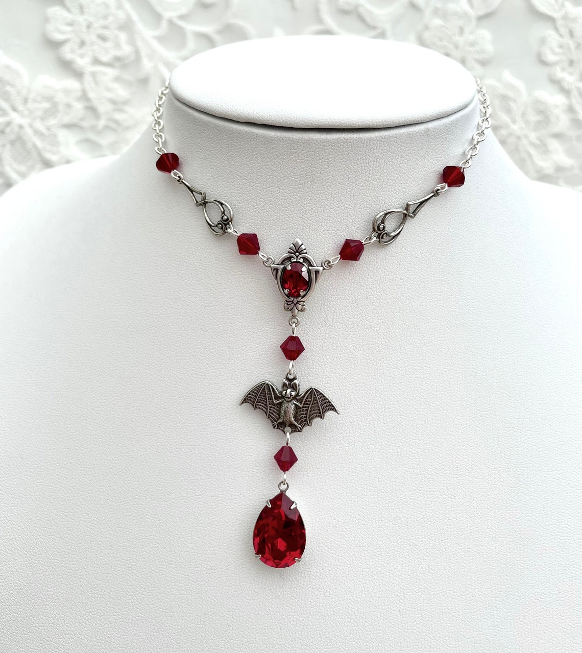 Gothic Necklace Red Necklace Gothic Choker Blood Drop - Etsy