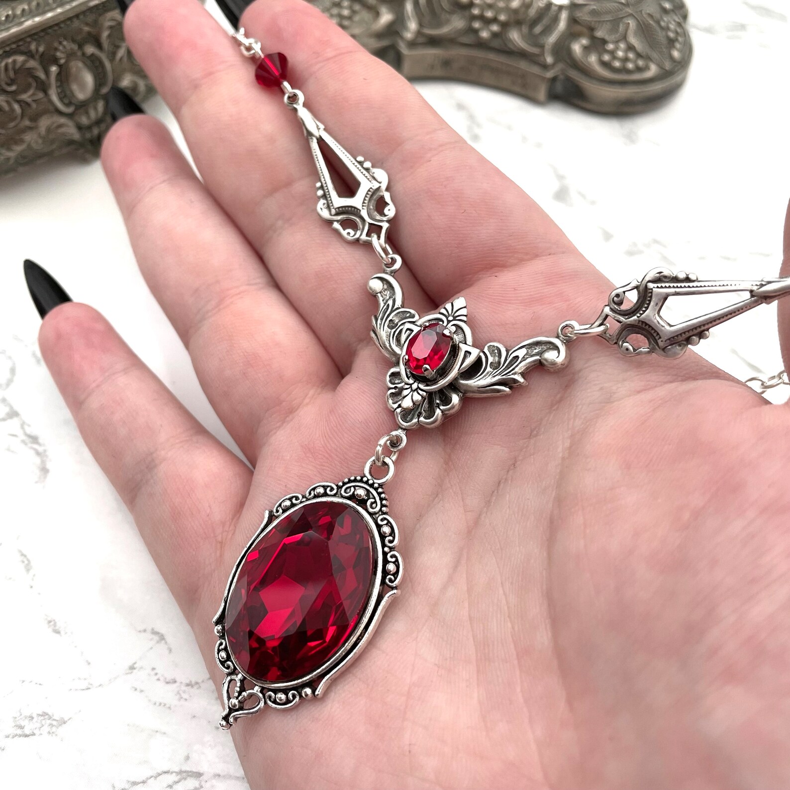 Gothic Necklace Red Necklace Gothic Choker Victorian Gothic - Etsy