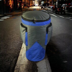 Large Blue/grey Djembe Bag.... Backpack Straps, Easy Zipper Top Load ...