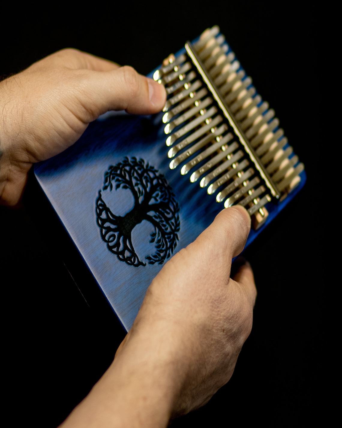 17 Key Kalimba Thumb Piano Tree of Life Blue Finger Hand - Etsy