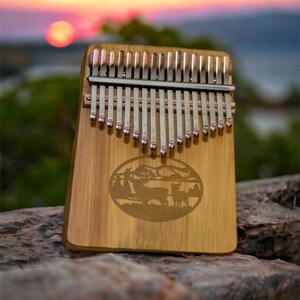 17 Key Kalimba Thumb Piano- Deer Scene, Finger Hand Piano Bamboo ...