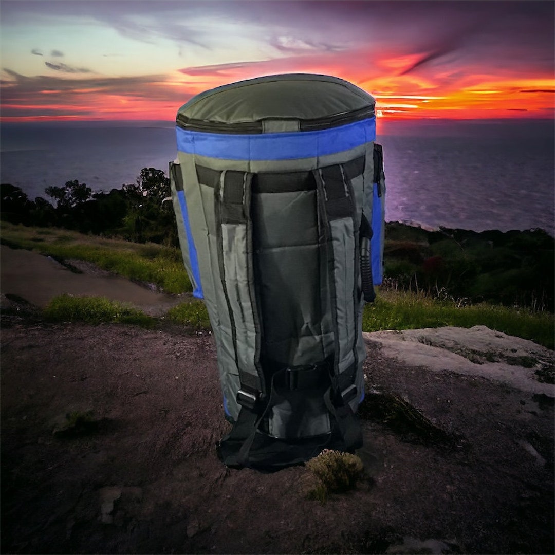 Large Blue/grey Djembe Bag.... Backpack Straps, Easy Zipper Top Load ...