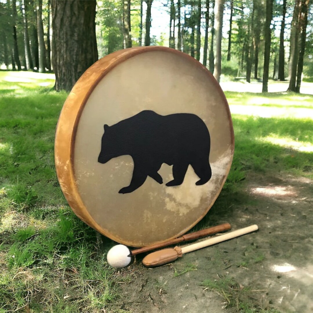18 Inch Shaman Bear Spirit Frame Drum Journey Healing Ritual Drum ...
