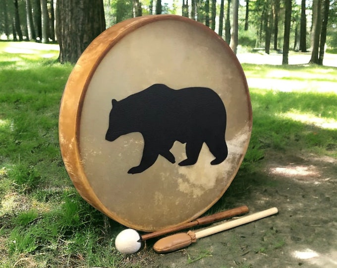 18 Inch Shaman Bear Spirit Frame Drum - Journey Healing Ritual Drum ...