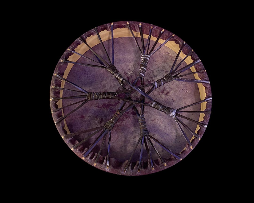 16” Purple Water Buffalo Shaman Drum With 7-star Willow Handle – Deep ...