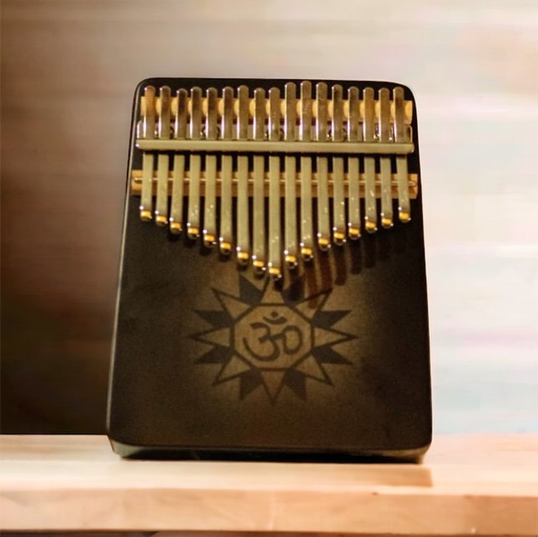 17 Key Kalimba Thumb Piano- "om Symbol," Finger Hand Piano Mahogany ...