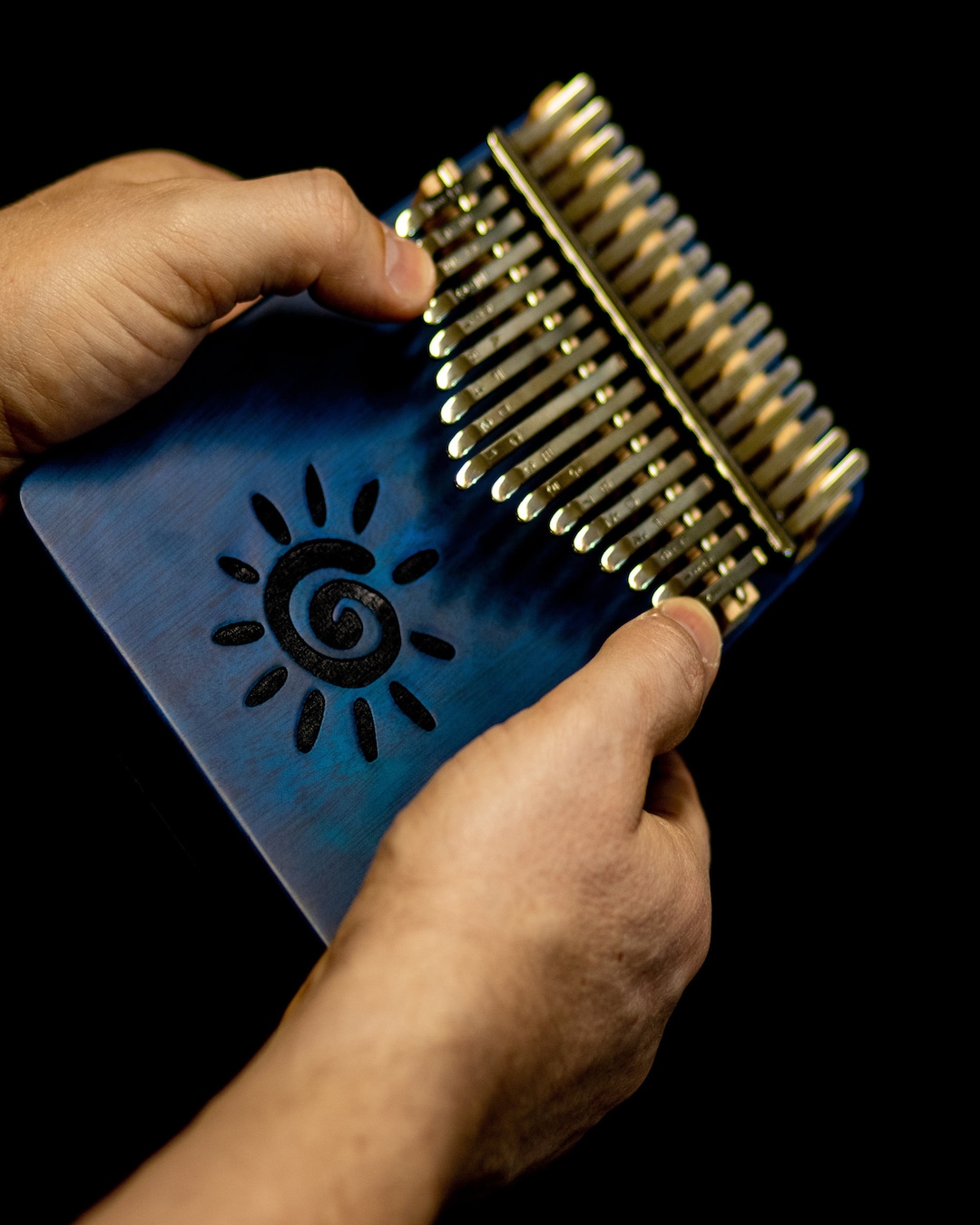 17 Key Kalimba Thumb Piano Shaman Spiral Symbol Blue Finger - Etsy