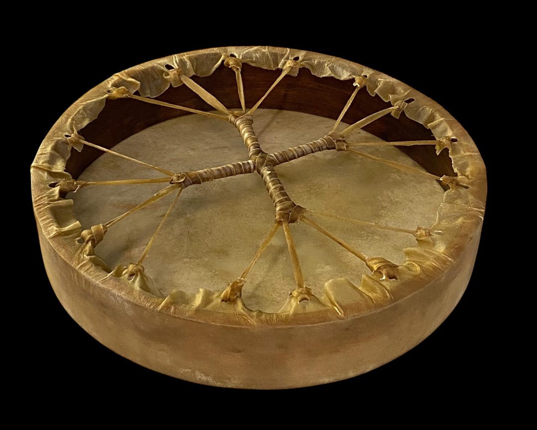 14" Handcrafted Buffalo Shaman Drum | Sacred Ceremonial Frame Drum for ...