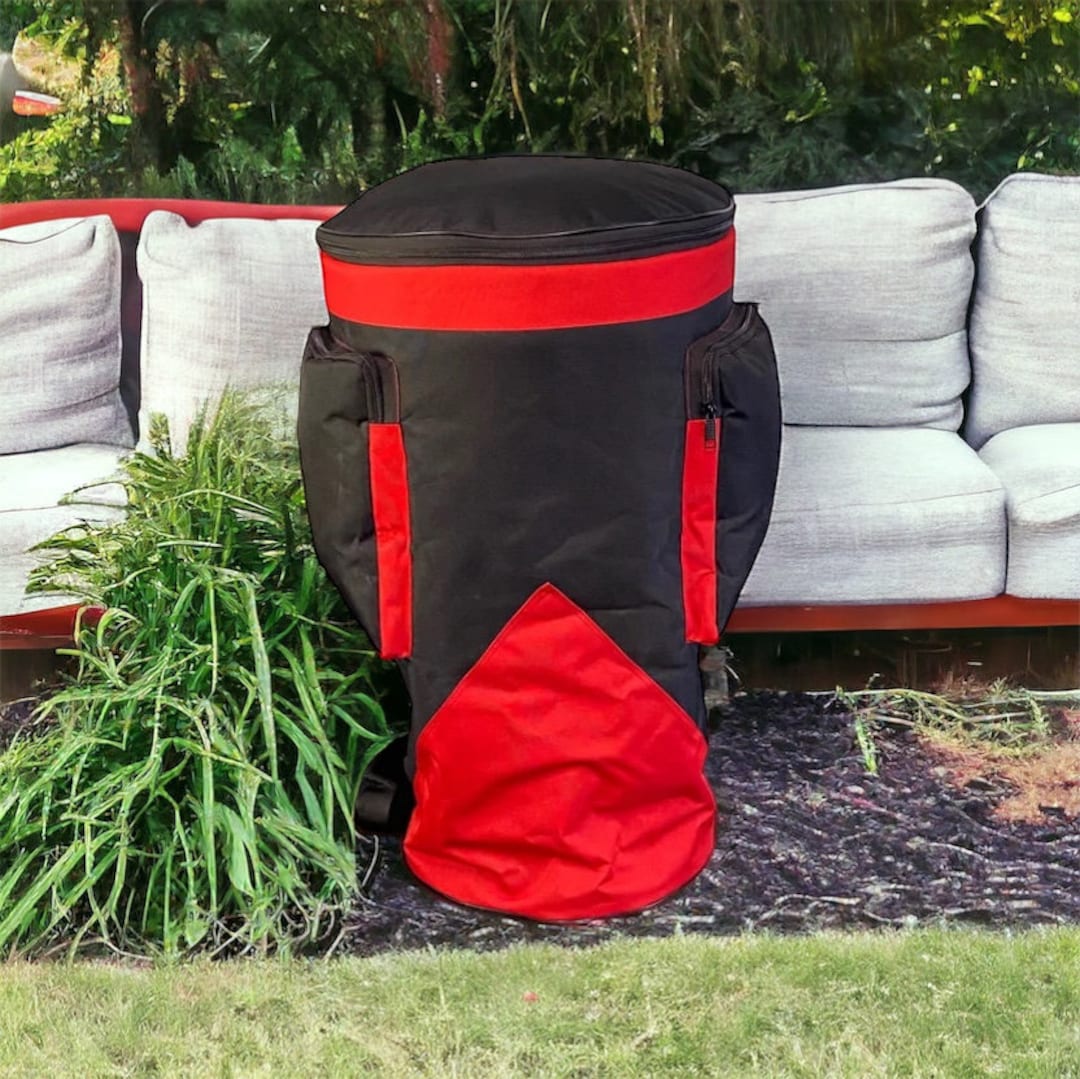 Large Red/black Djembe Bag.... Backpack Straps, Easy Zipper Top Load ...
