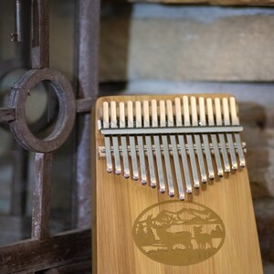 17 Key Kalimba Thumb Piano- Deer Scene, Finger Hand Piano Bamboo ...