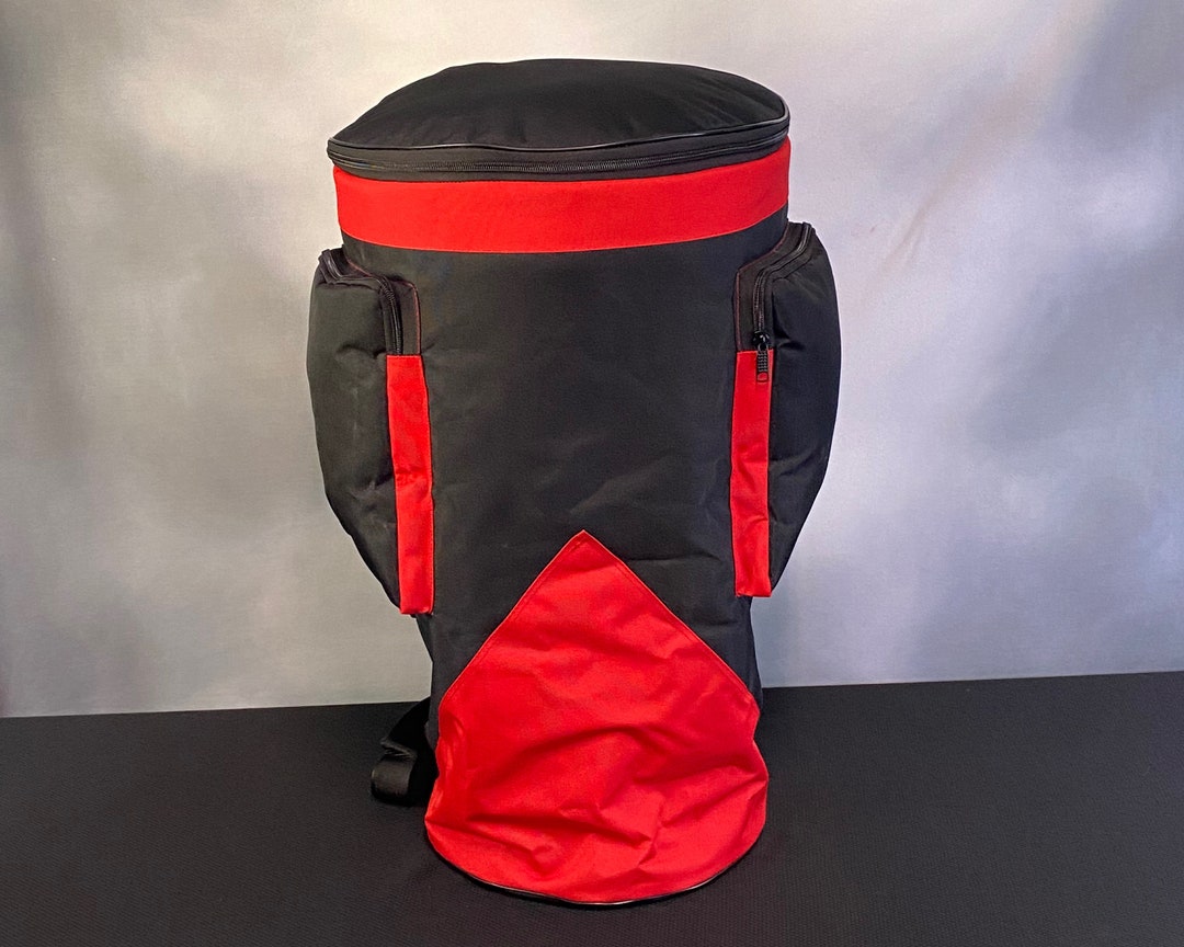 Large Red/black Djembe Bag.... Backpack Straps, Easy Zipper Top Load ...
