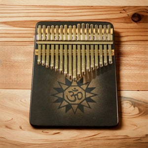 17 Key Kalimba Thumb Piano- "om Symbol," Finger Hand Piano Mahogany ...