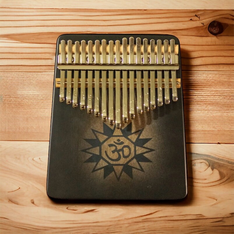 17 Key Kalimba Thumb Piano- "om Symbol," Finger Hand Piano Mahogany ...