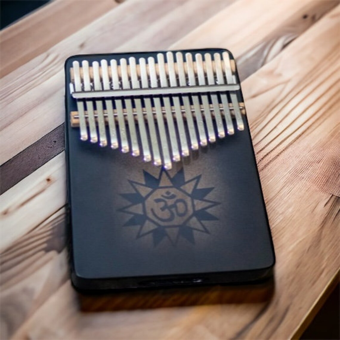 17 Key Kalimba Thumb Piano- "om Symbol," Finger Hand Piano Mahogany ...