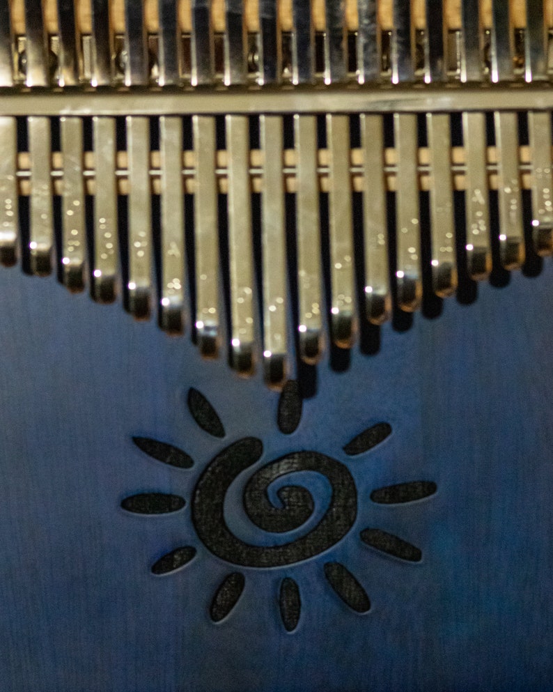 17 Key Kalimba Thumb Piano Shaman Spiral Symbol Blue Finger - Etsy