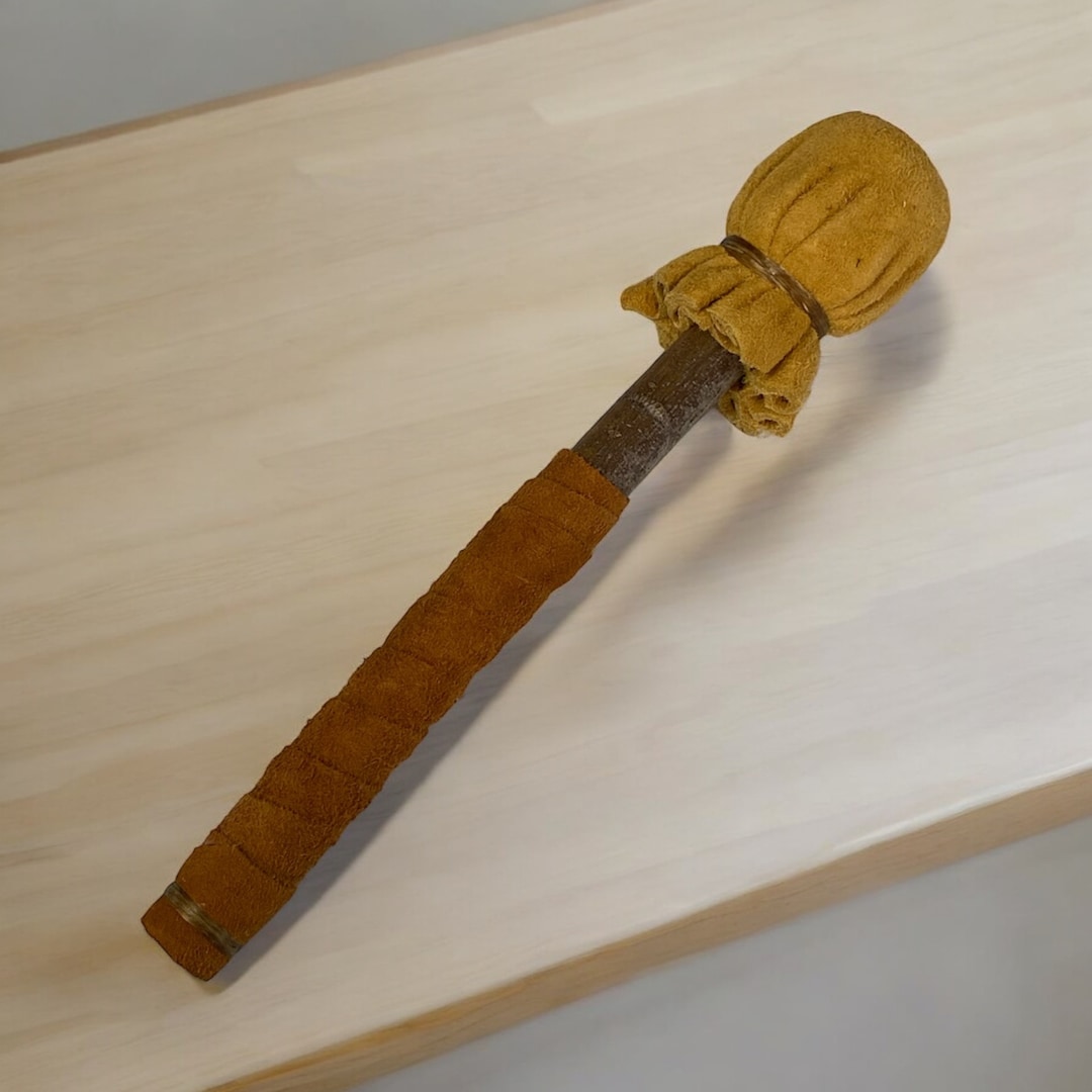 13 Shaman Drum Beater With Alder Stick and Elk Leather Pouch Handmade ...