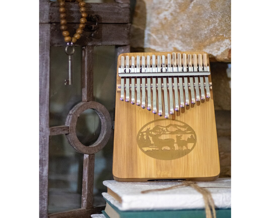 17 Key Kalimba Thumb Piano Deer Scene, Finger Hand Piano Bamboo ...