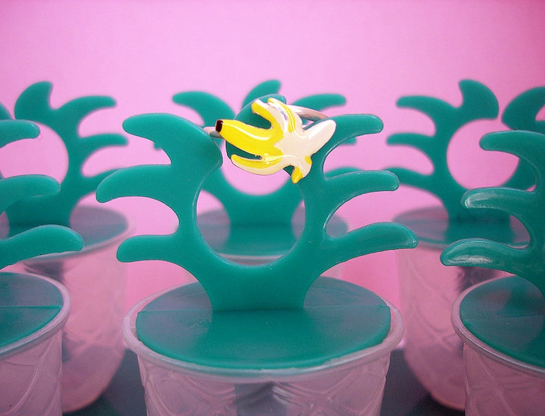 Banana Ring Sterling Silver Fruit Ring Food Ring Enamel Rings - Etsy