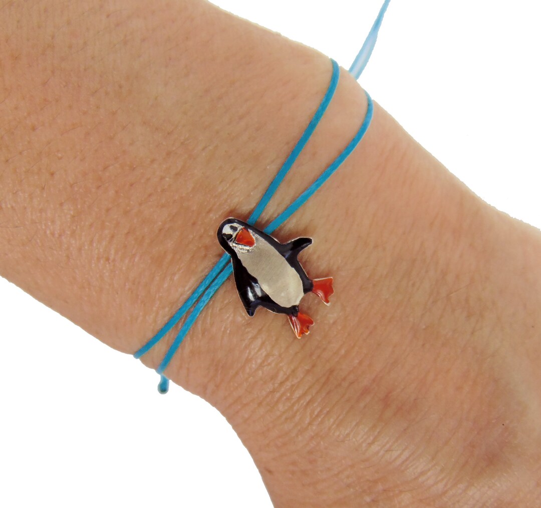 Penguin Bracelet Adjustable Animal Bracelet Sterling Silver Enamel ...