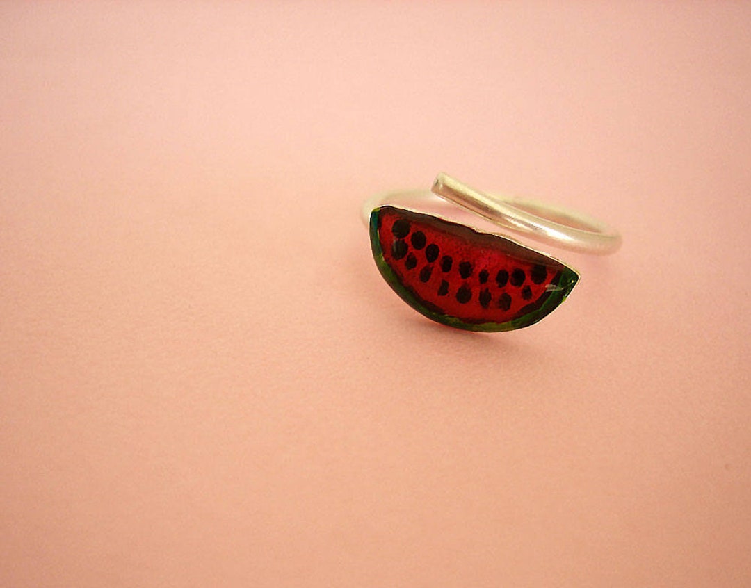Watermelon Ring Fruit Ring Watermelon Jewelry Adjustable Sterling ...