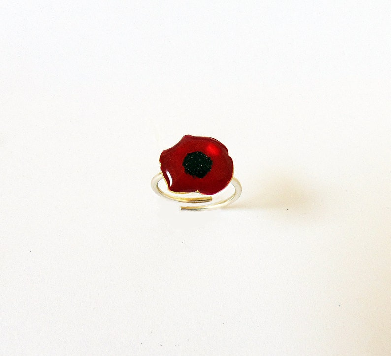 Poppy Ring Gift for Her Red Poppy Jewelry Spring Enamel Flower - Etsy