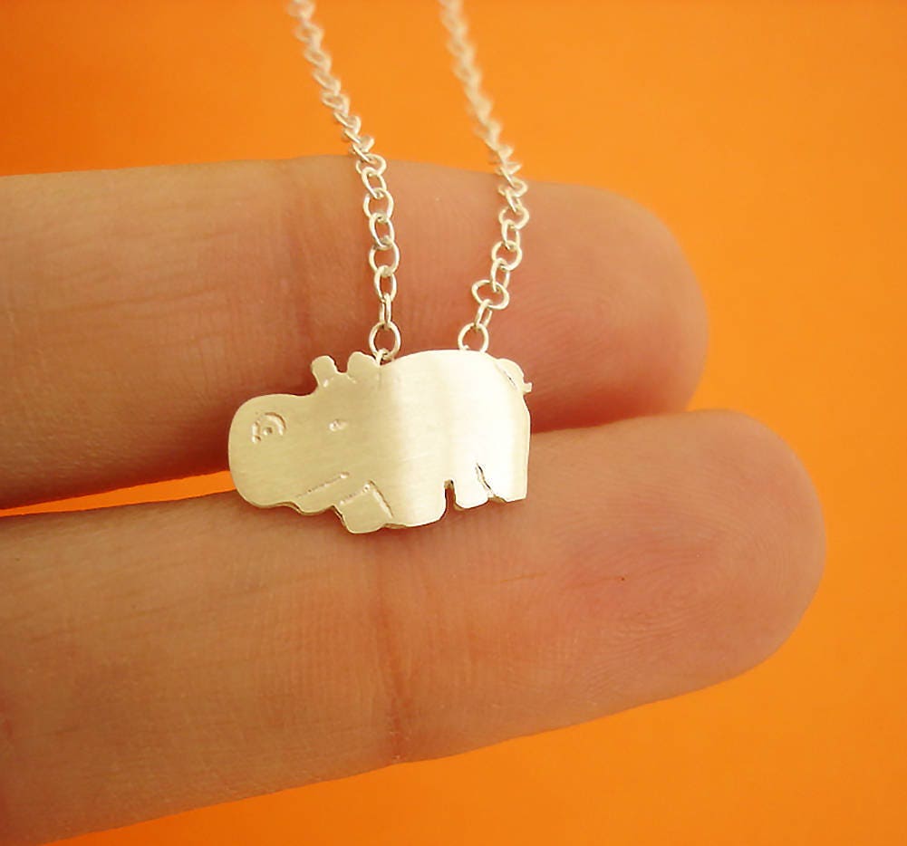 Hippo Necklace Hippopotamus Animal Necklace Sterling Silver - Etsy
