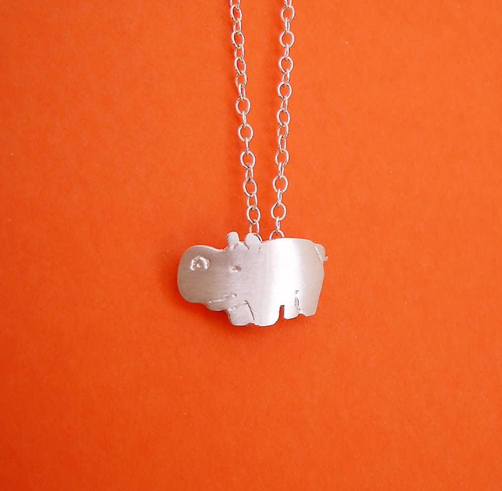 Hippo Necklace Hippopotamus Animal Necklace Sterling Silver - Etsy