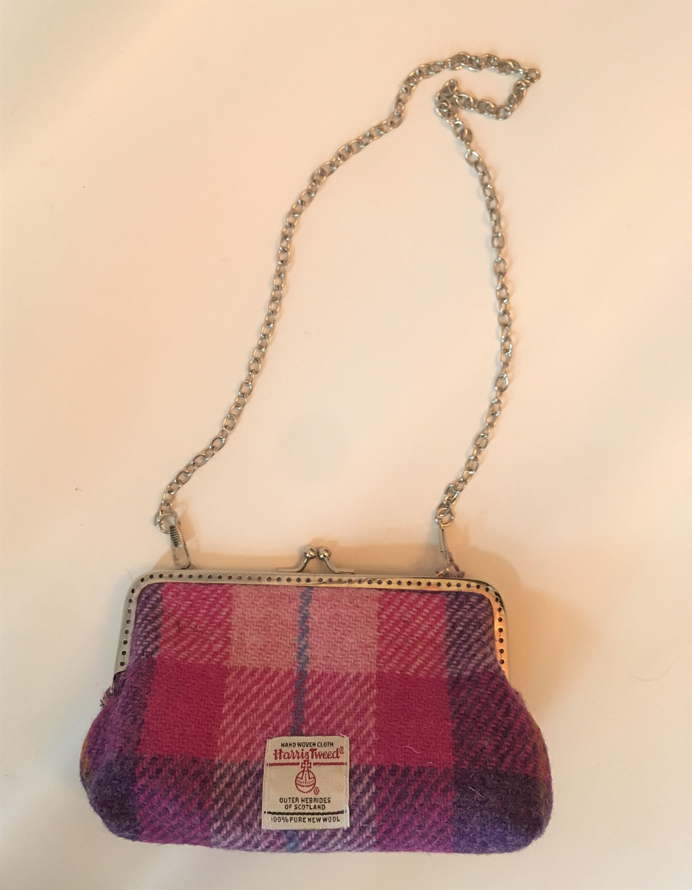 Pink Tartan Handmade Harris Tweed Clutch Purse, Mothers Day, Christmas ...