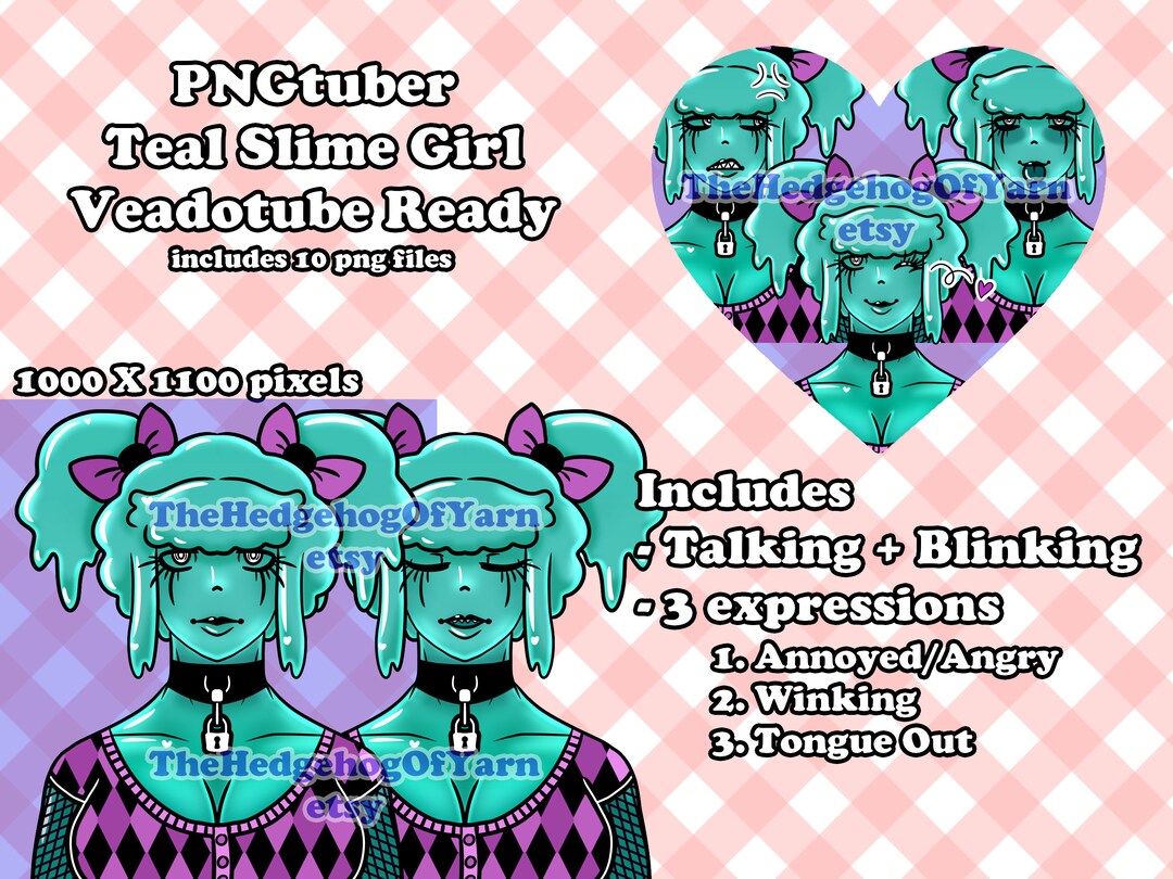 Pngtuber | Teal Slime Girl | Ready-to-use Instant Download for ...