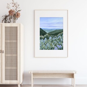 Blue Ridge Art Print - Abstract Mountain Painting, Landscape Wall Art ...