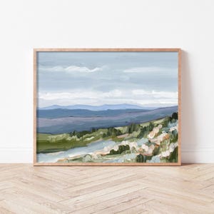 Blue Ridge Art Print - Abstract Mountain Painting, Landscape Wall Art ...