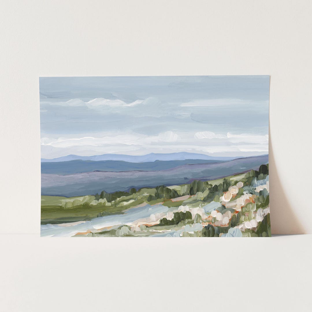 Blue Ridge Art Print - Abstract Mountain Painting, Landscape Wall Art ...